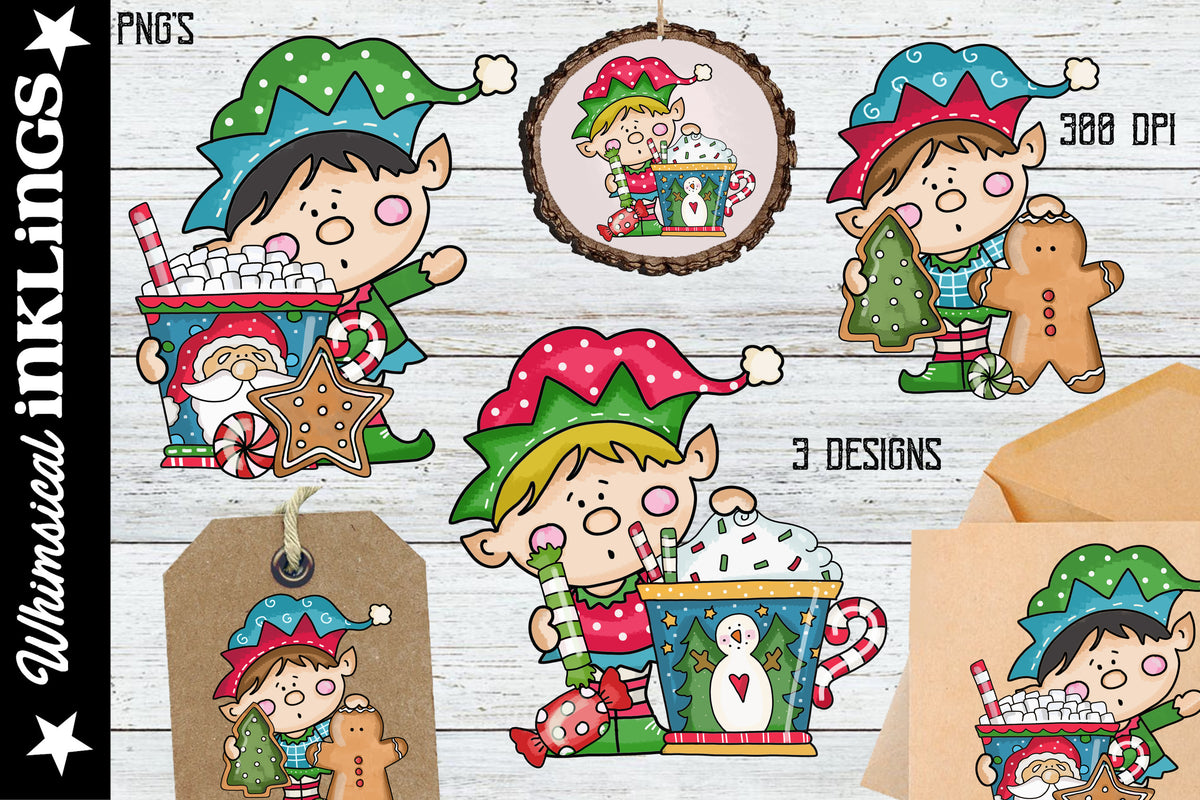 Bitty Elves Sublimation Clipart Bundle| Elf Clipart| Christmas Clipart ...