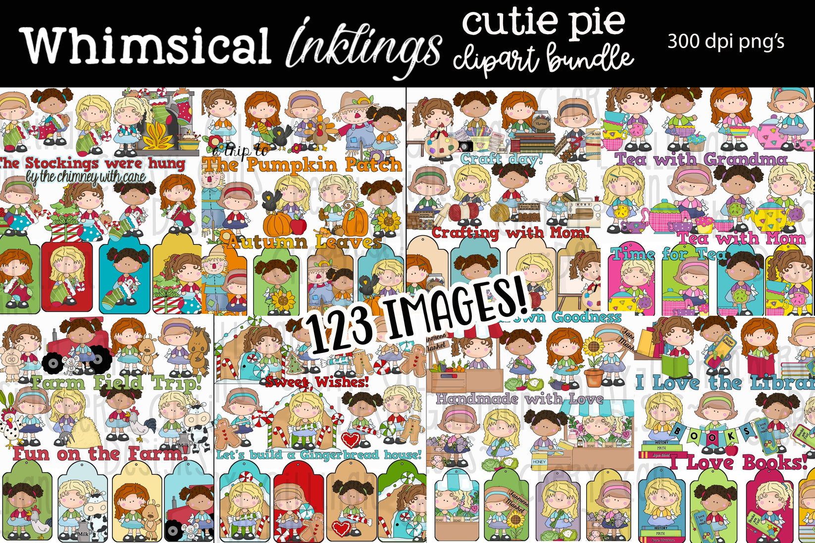 Cutie Pie Little Girls Sublimation Bundle| Girl Clipart Bundle| Cute C ...