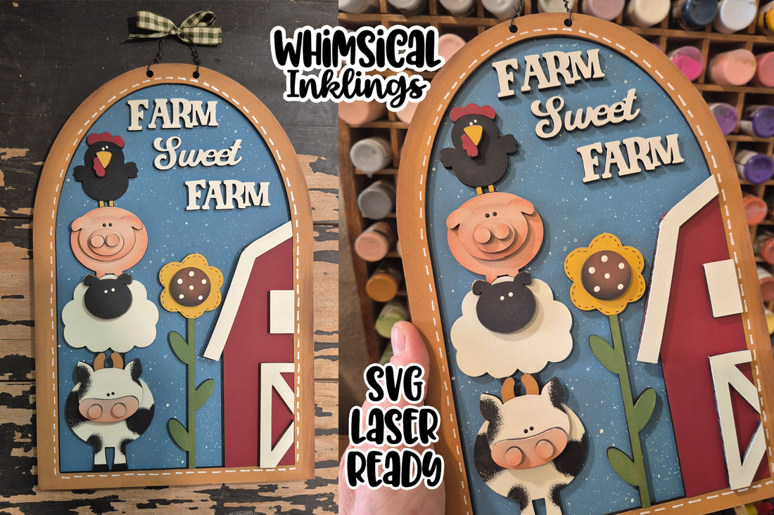 Farm Sweet Farm Animal Stack Sign SVG – Whimsical Inklings