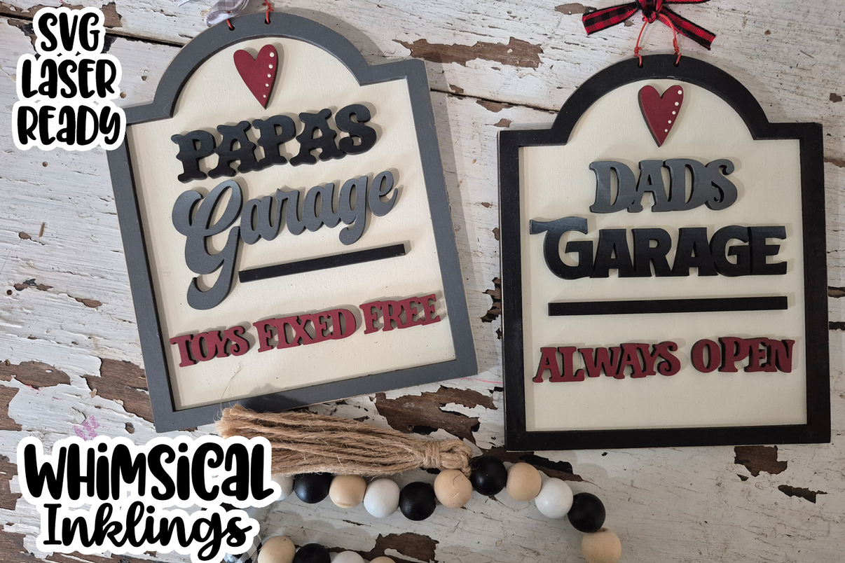 Papas garage Sign Set Laser SVG – Whimsical Inklings
