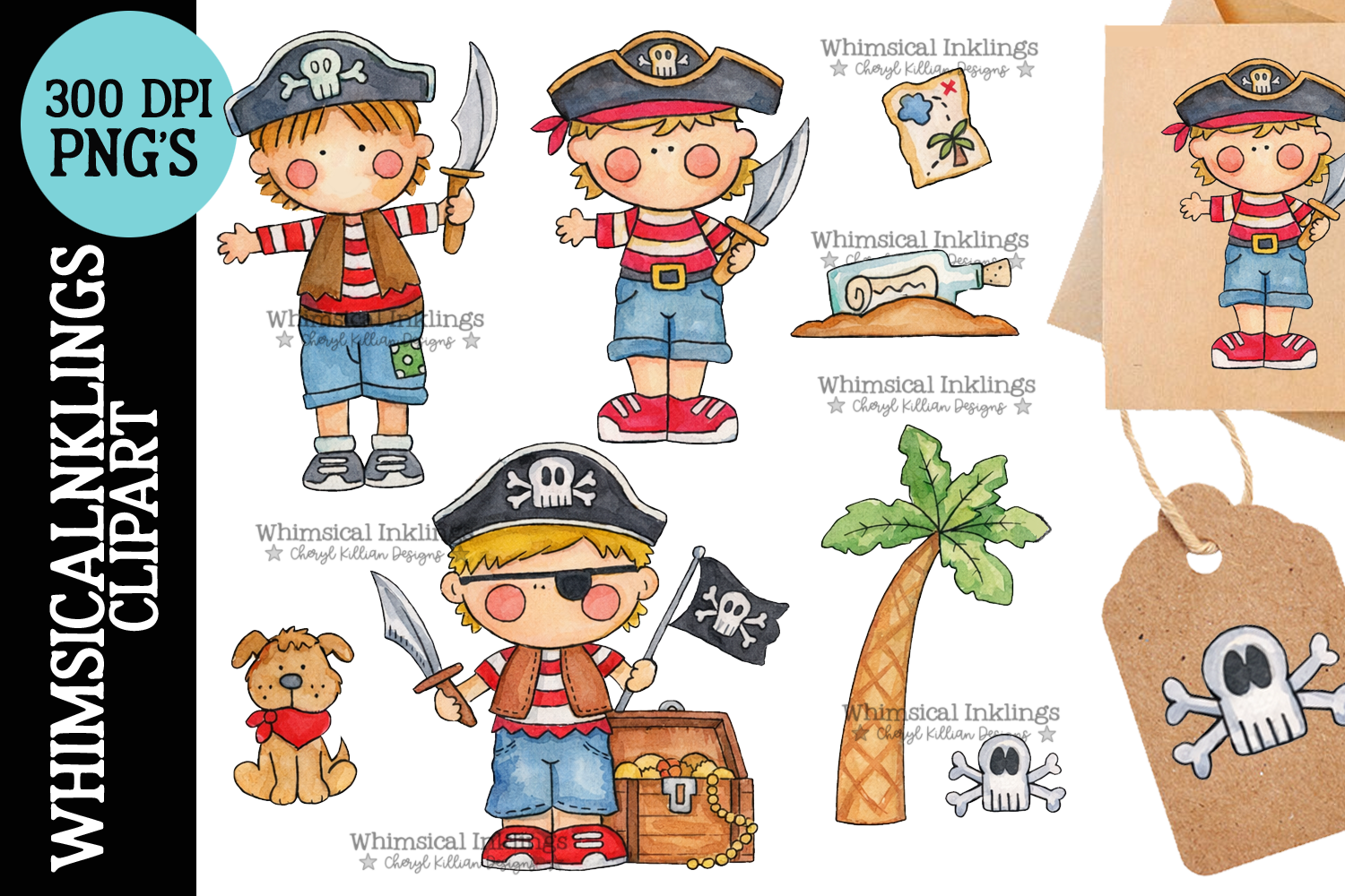 Pirate Pals Clipart Set – Whimsical Inklings